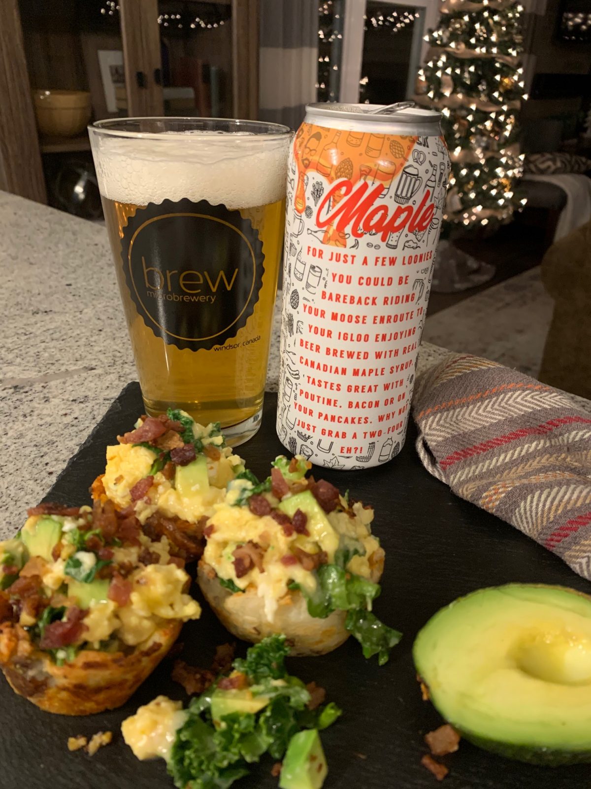 Brew Microbrewery Maple Beer with Hash Brown Poutine Cups with Egg ...