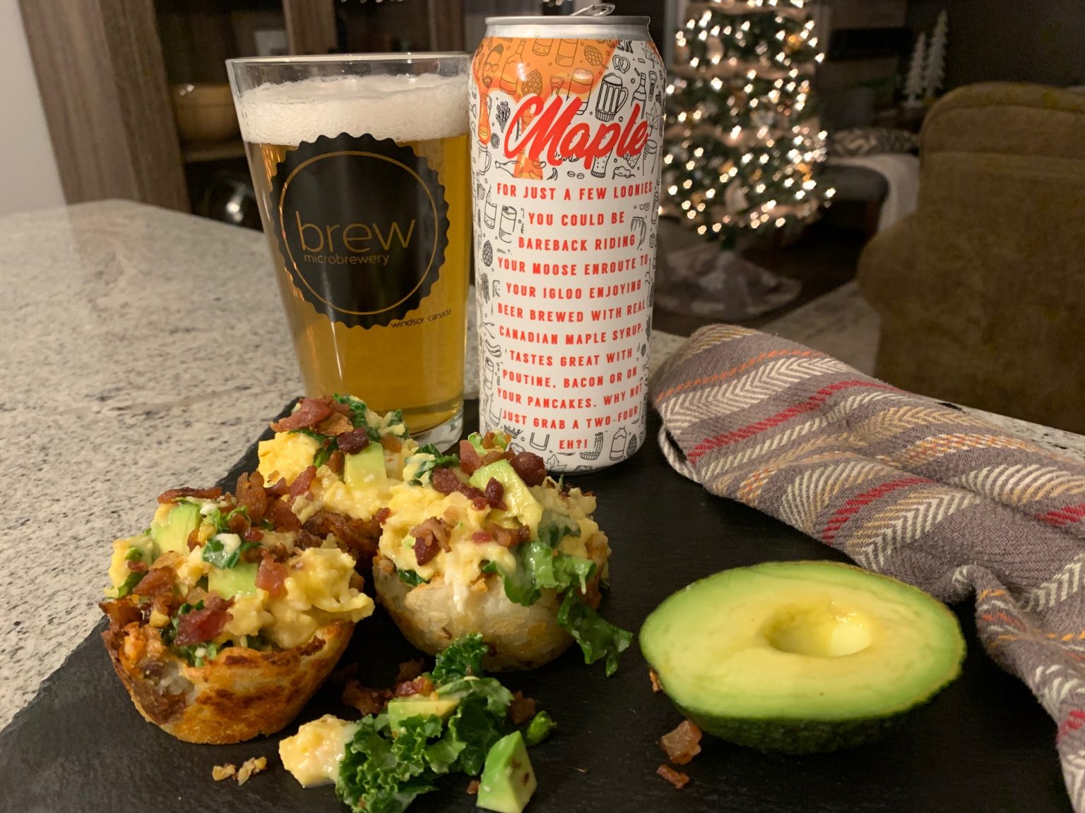 Brew Microbrewery Maple Beer with Hash Brown Poutine Cups with Egg ...