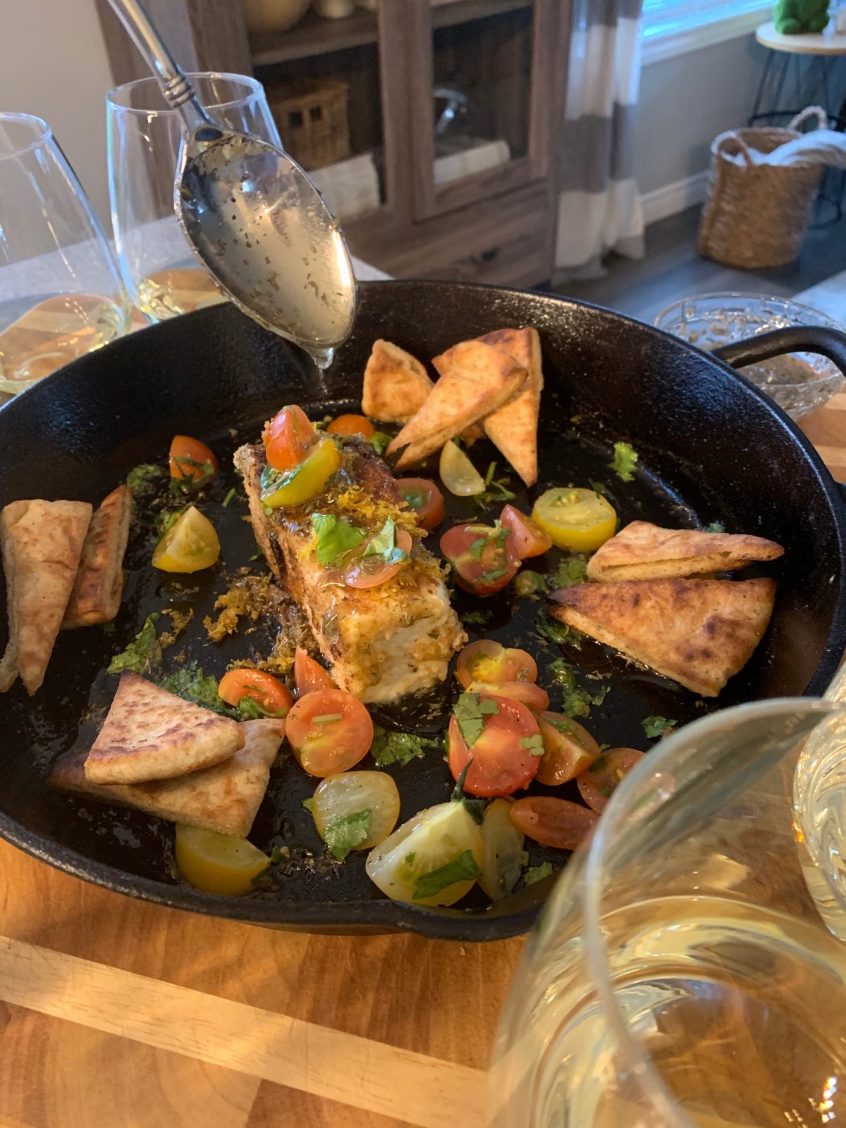 Cooper’s Hawk Vineyard Charvivio with Pan-Fried Feta with Peppered Honey.