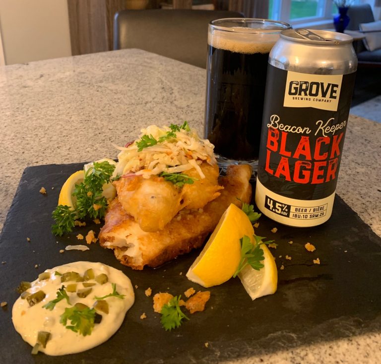 The Grove Brewhouse Beacon Keeper Black Lager with Beer & Tortilla ...