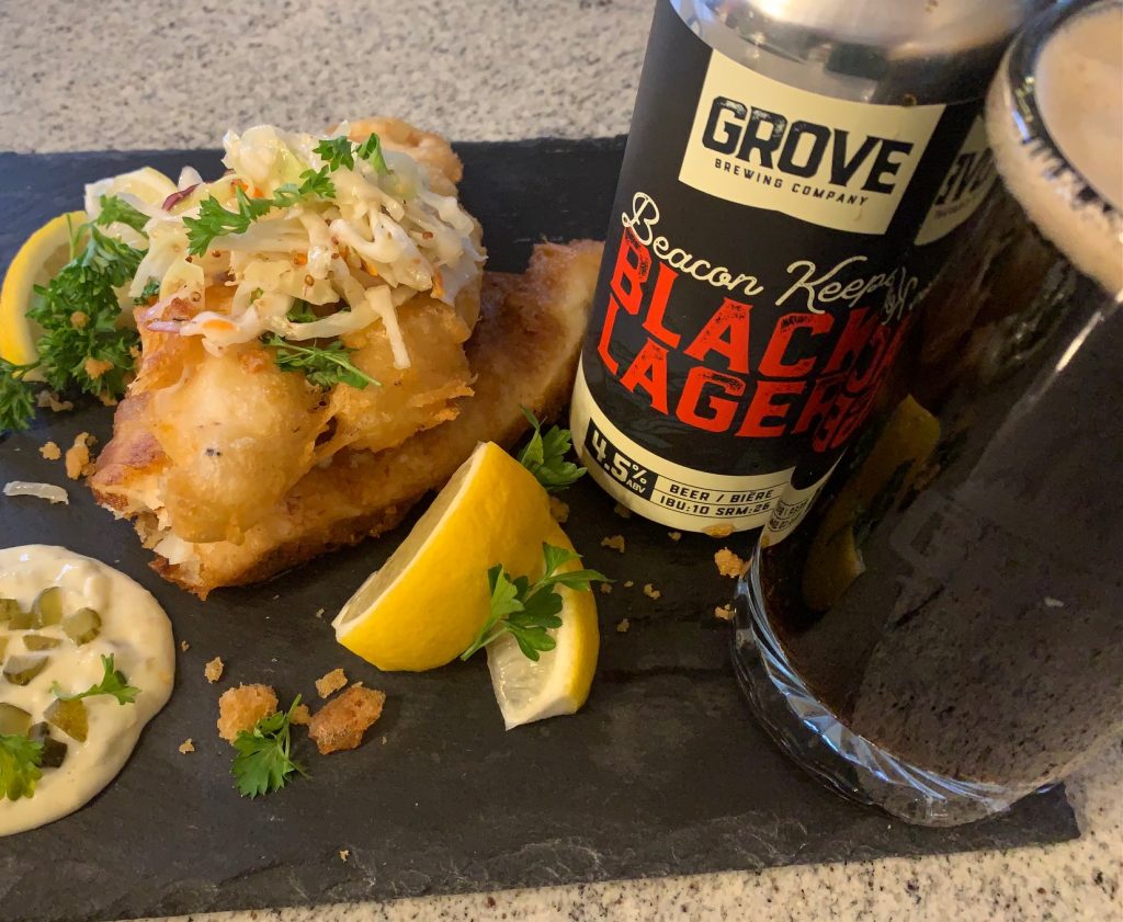 The Grove Brewhouse Beacon Keeper Black Lager with Beer & Tortilla ...